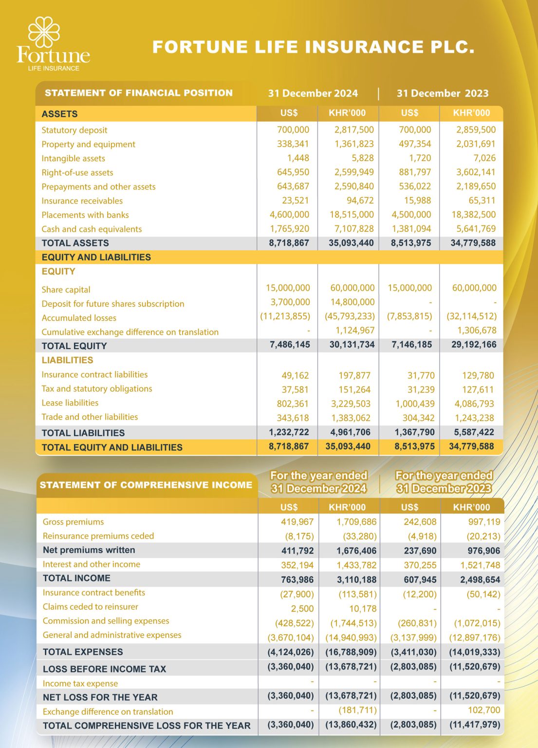 Financial Reports – Fortune Life Insurance PLC